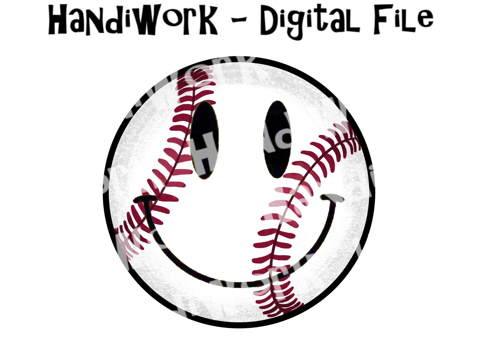 Baseball Smiley Face Png Design Baseball Smiley Face | Etsy