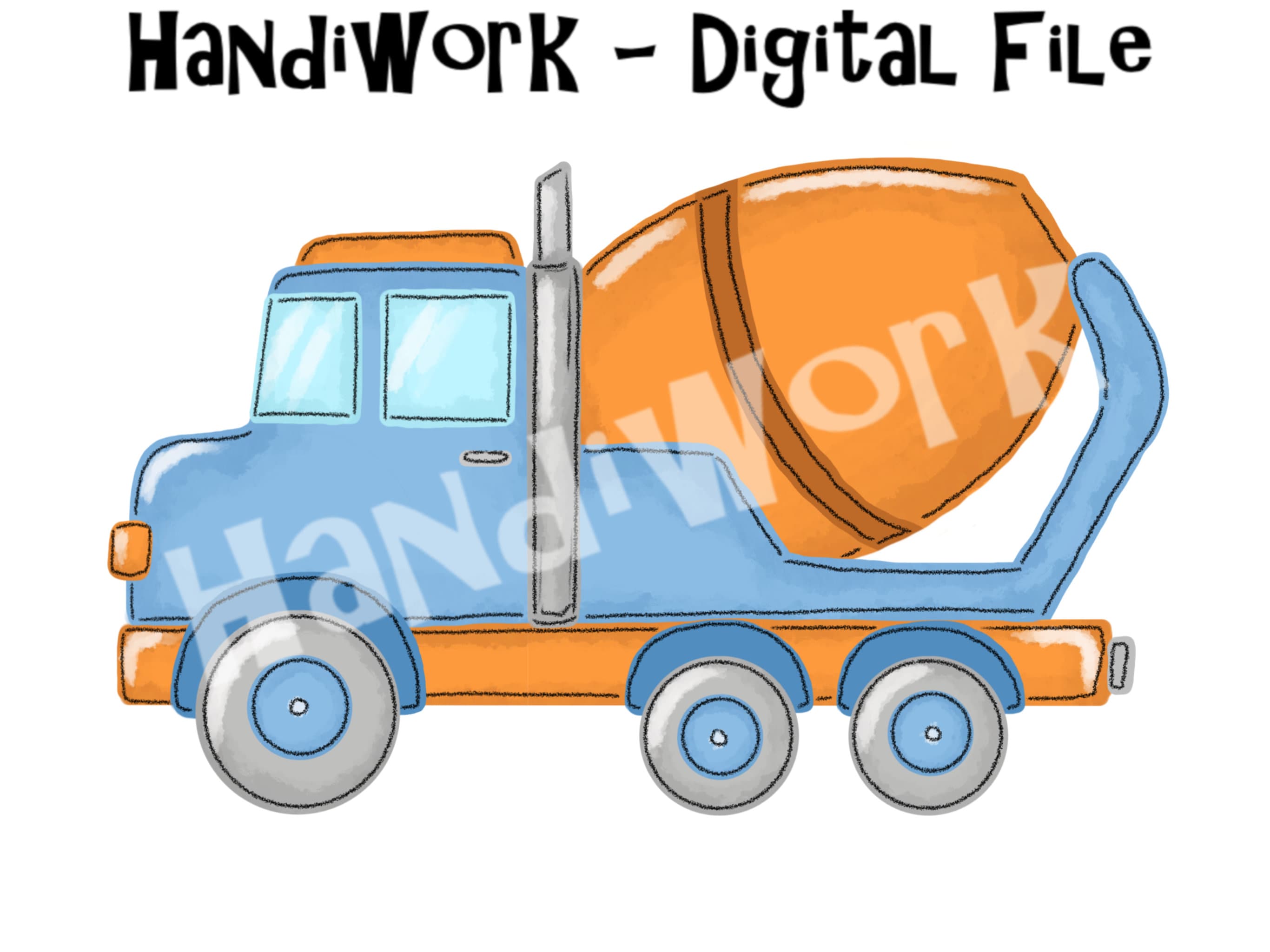 Watercolor Cement Mixer Png Design, Painted Cement Truck Sublimation ...