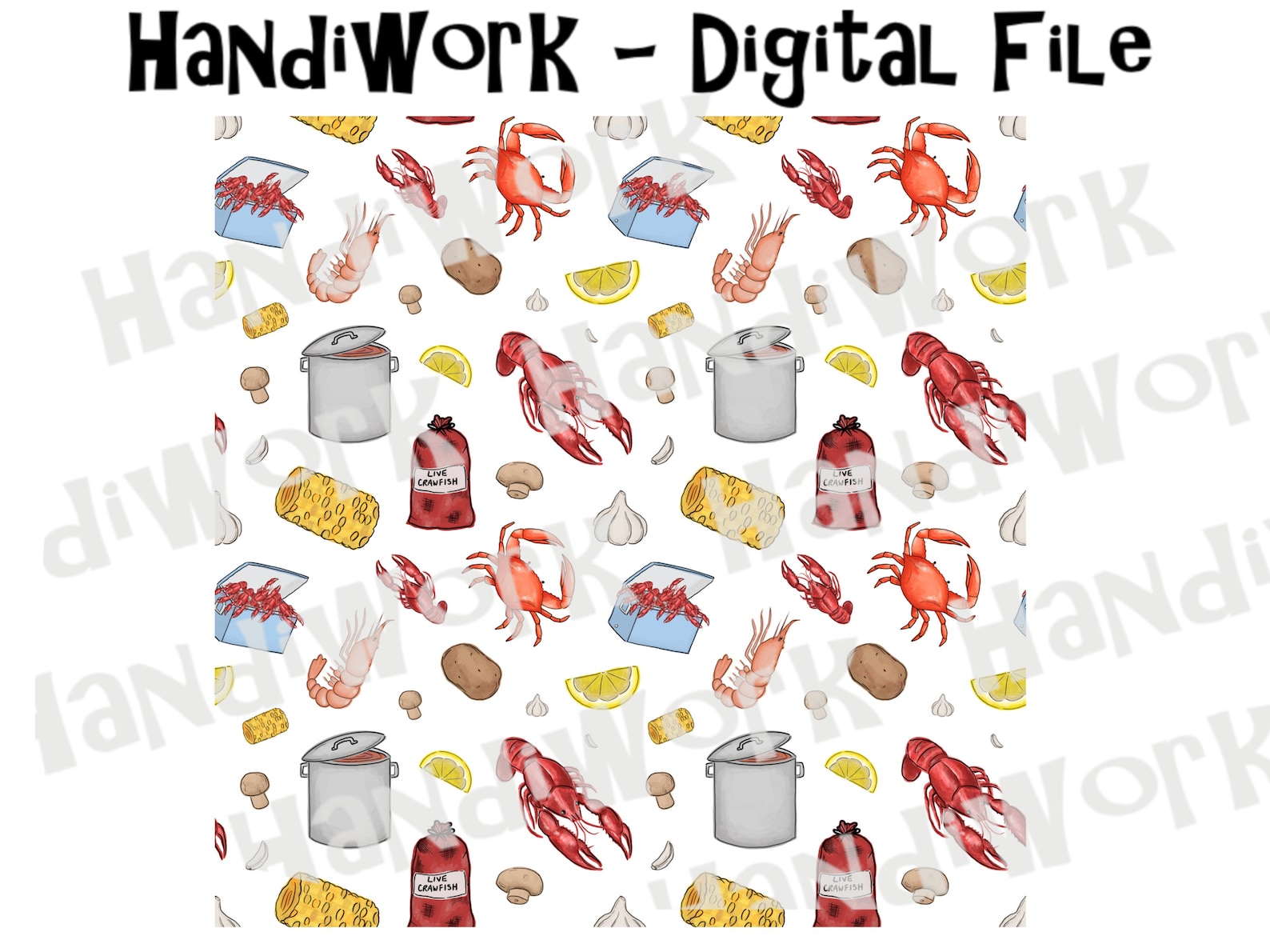 Crawfish Boil Digital Paper Png, Crawfish Boil Seamless Design Png ...