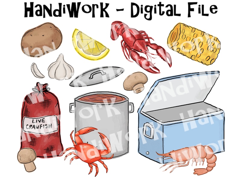 Crawfish Boil Clip Art, Watercolor Crawfish Boil Clip Art Pngs ...