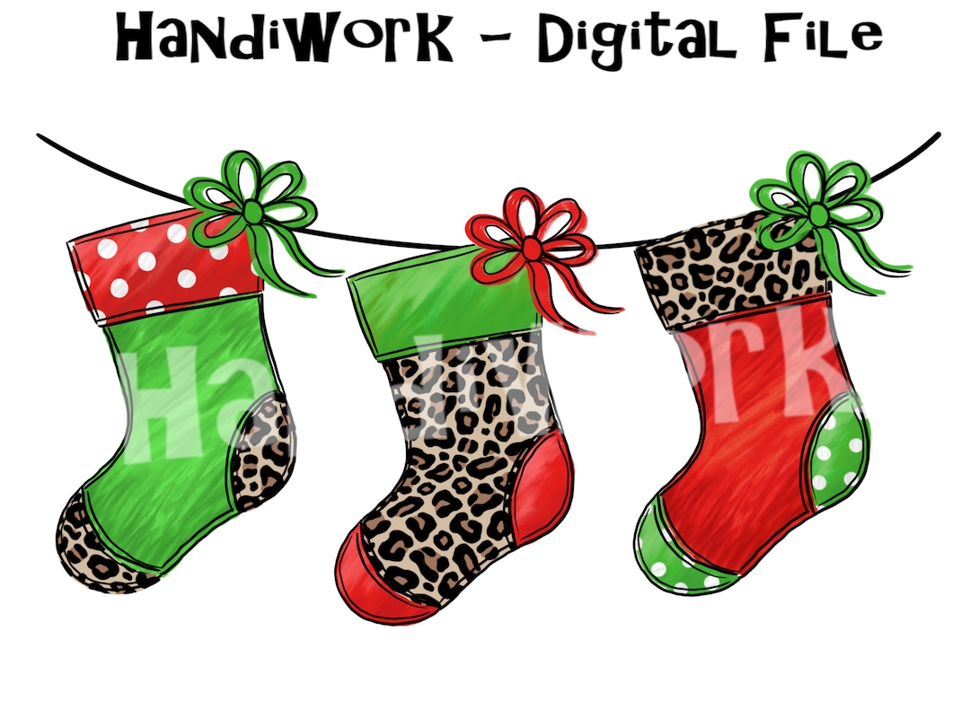 Christmas Cheetah Stockings PNG File, Girly Christmas Stockings ...