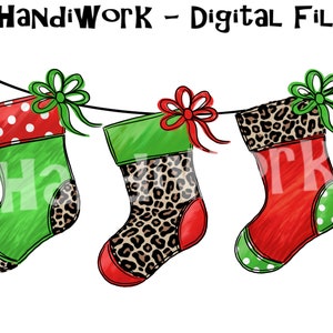 Christmas Cheetah Stockings PNG File, Girly Christmas Stockings ...