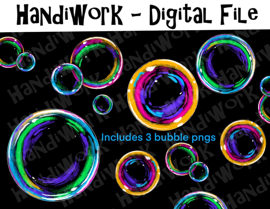 Colorful Bubbles Clip Art, Rainbow Bubbles Png Art, Hand Drawn Bubble ...