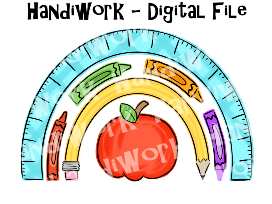 School Supplies Rainbow Png, School Stuff Rainbow Digital Design Png ...
