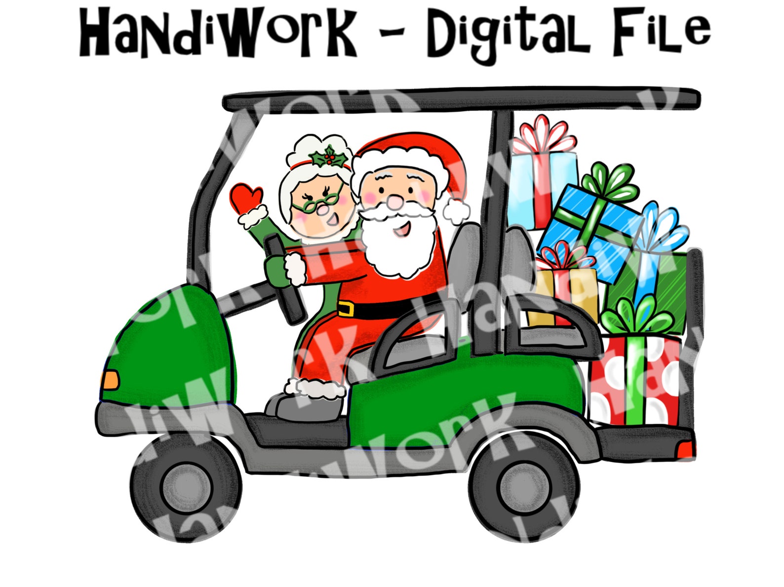 Santa in Golf Cart Png Design Santa Golf Cart Sublimation | Etsy