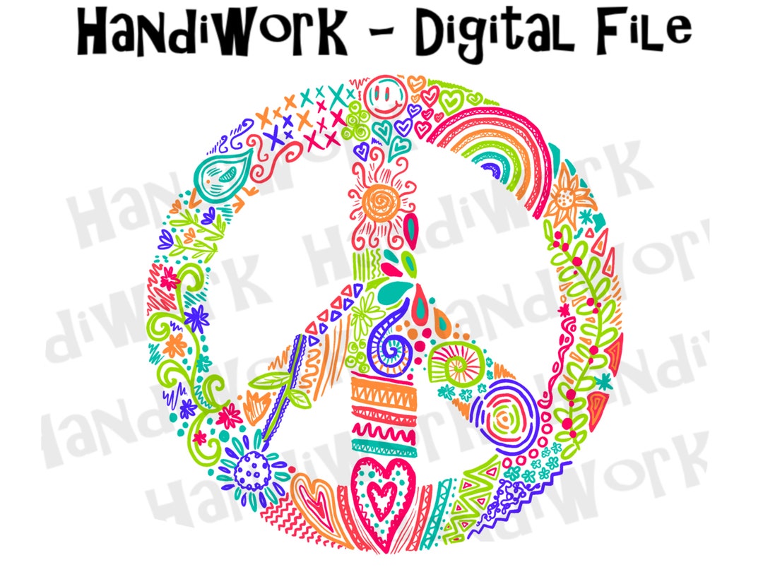 Fun Peace Sign Png Design, Doodle Peace Sign Image Sublimation ...