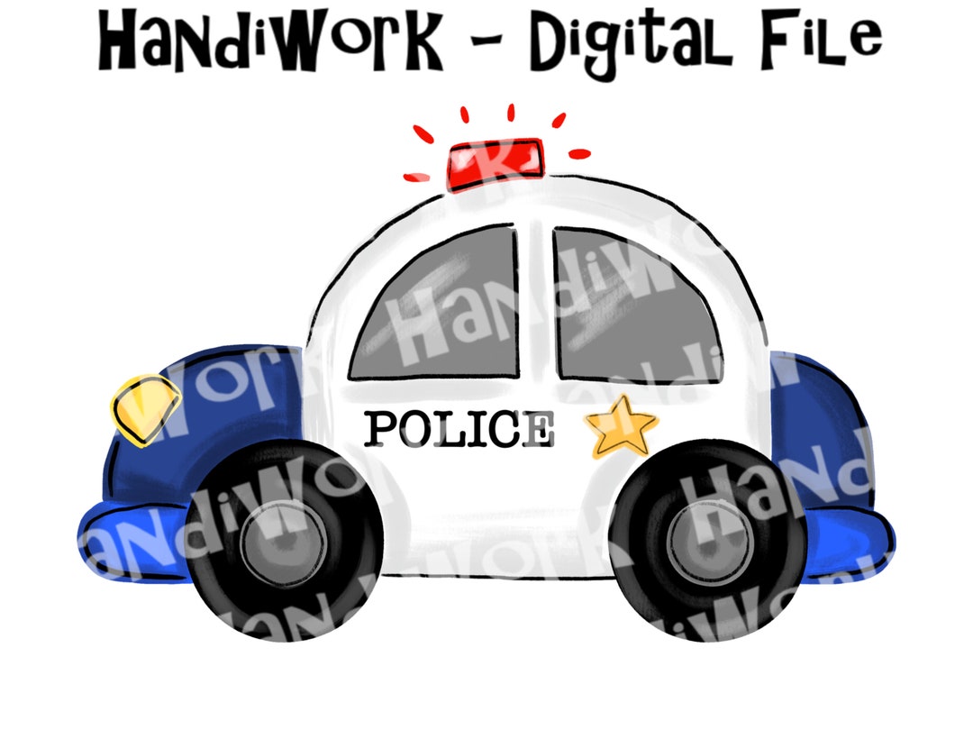 Police Car Png Design, Kids Simple Painted Police Car Design, Digital ...