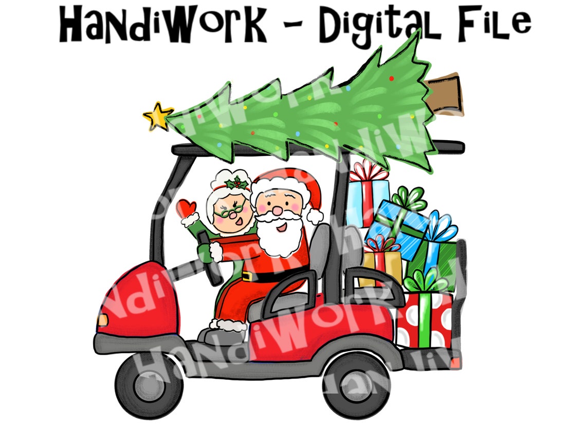 Santa in Golf Cart Png Design, Santa Golf Cart Sublimation Design ...