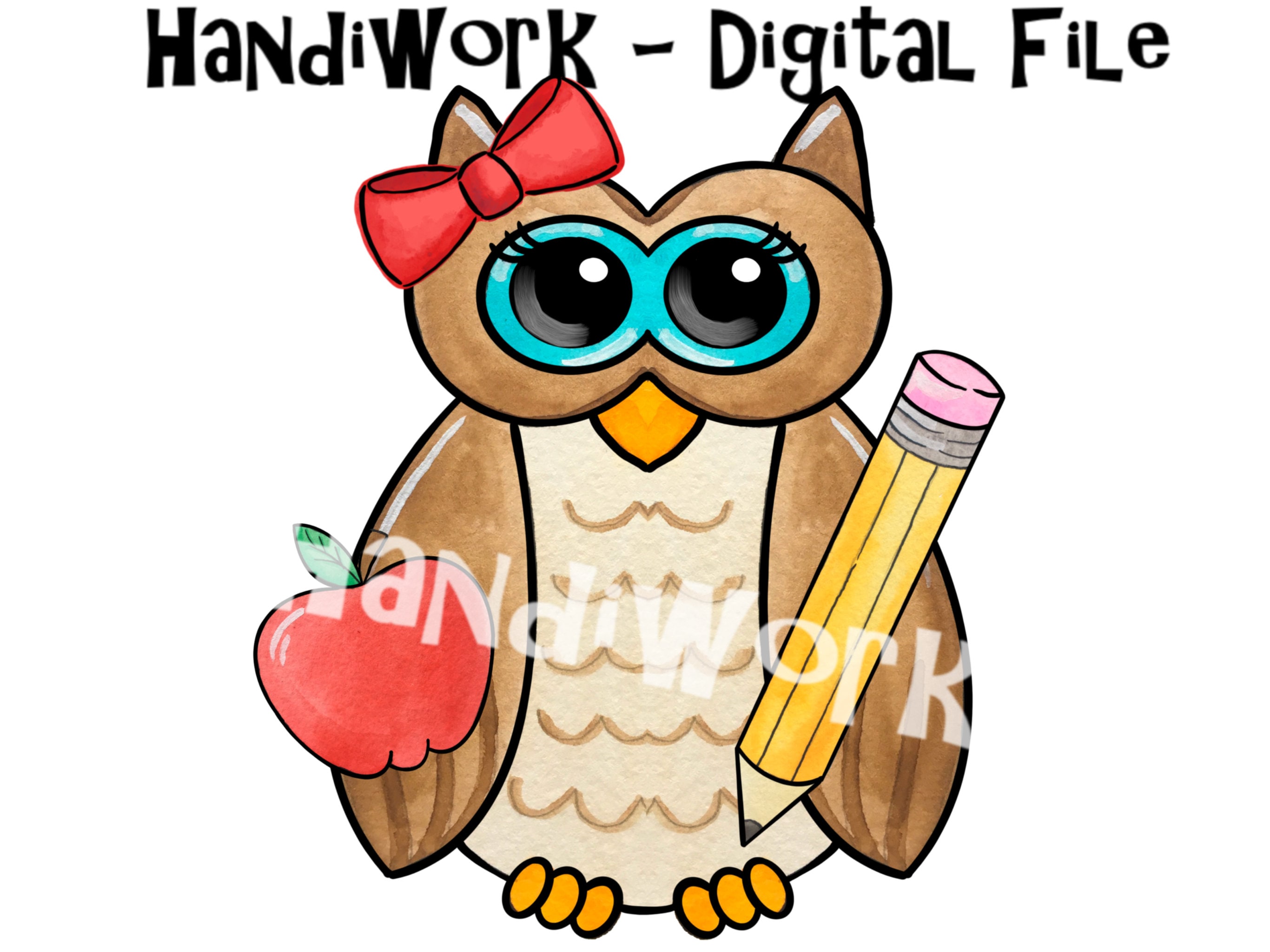 Girl School Owl PNG Design, Girl Owl With Pencil and Apple Design, Owl ...