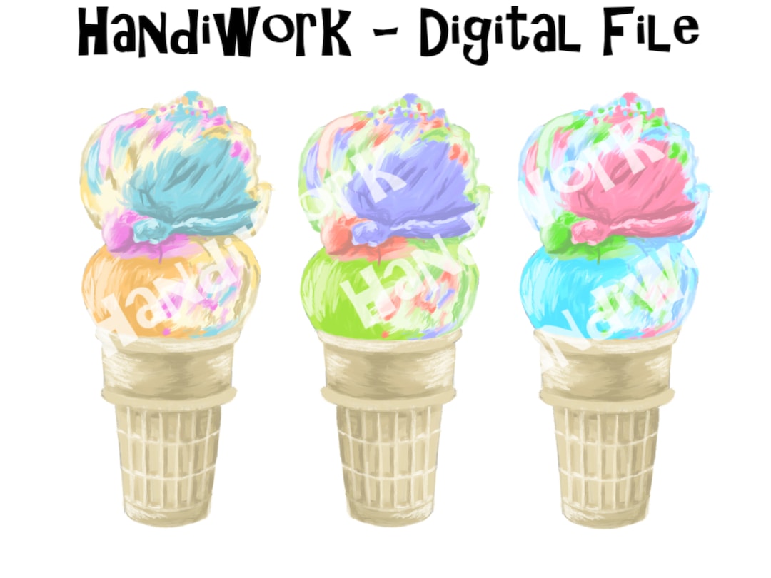 Colorful Ice Cream Trio Png Design, Ice Cream Cone Sublimation Trio ...