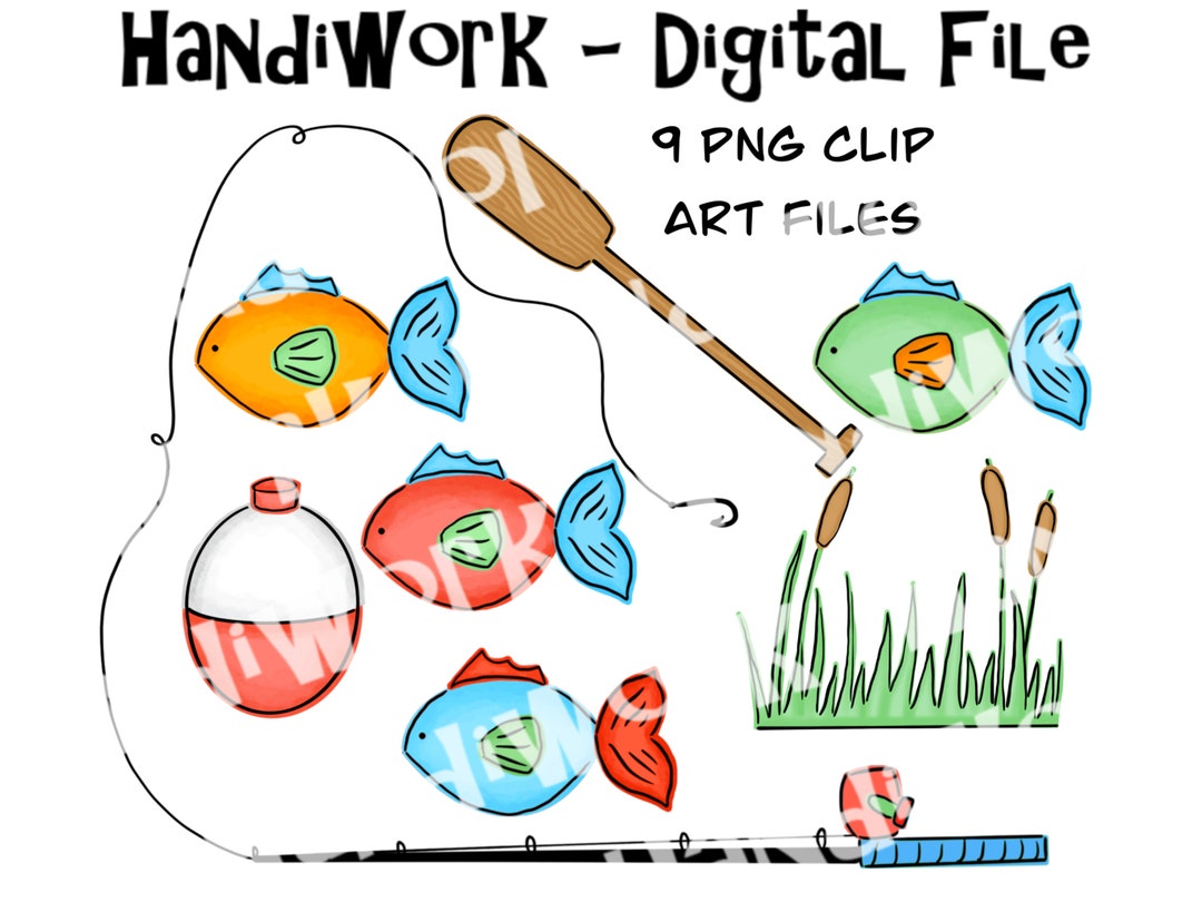 Cute Kids Fishing Clip Art, Colorful Kids Fishing Sublimation Art, Kids ...