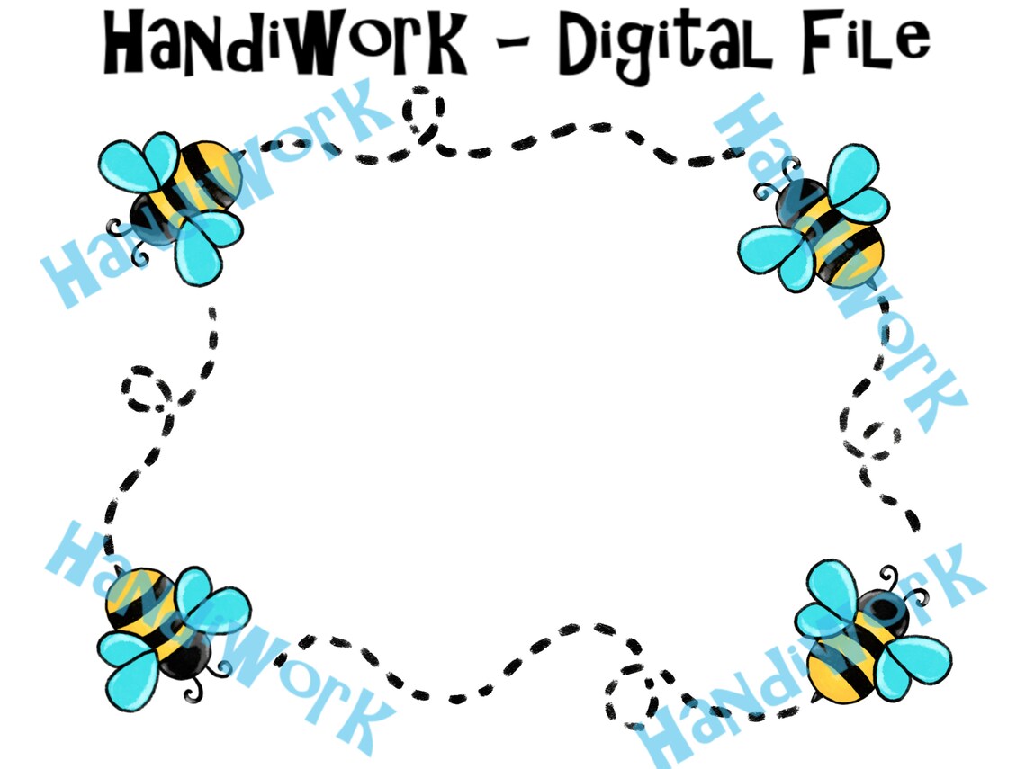 Bee Border Png Design, Cute Bumble Bee Border Sublimation Design ...