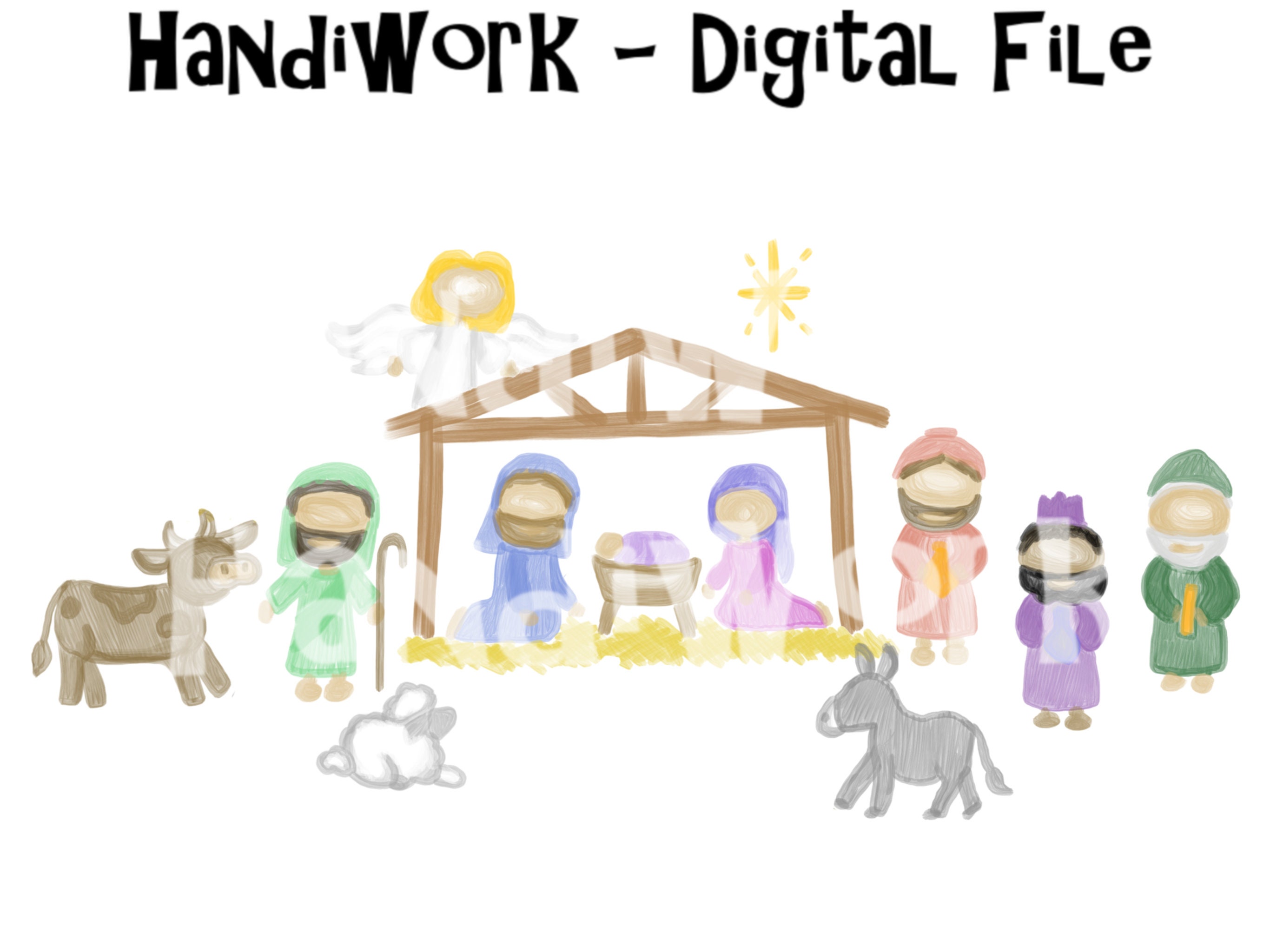 Watercolor Simple Nativity Scene Png Design, Cute Simple Nativity ...