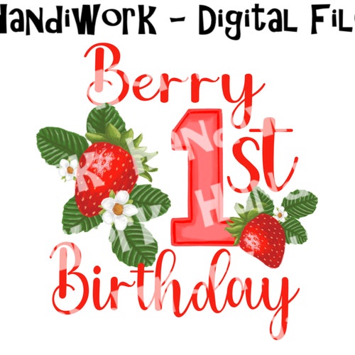 Cartoon Berry First Birthday Png Design Girly Strawberry - Etsy