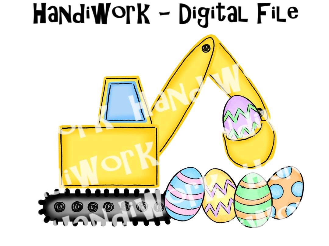 Easter Excavator Design Png, Simple Excavator With Eggs Sublimation ...