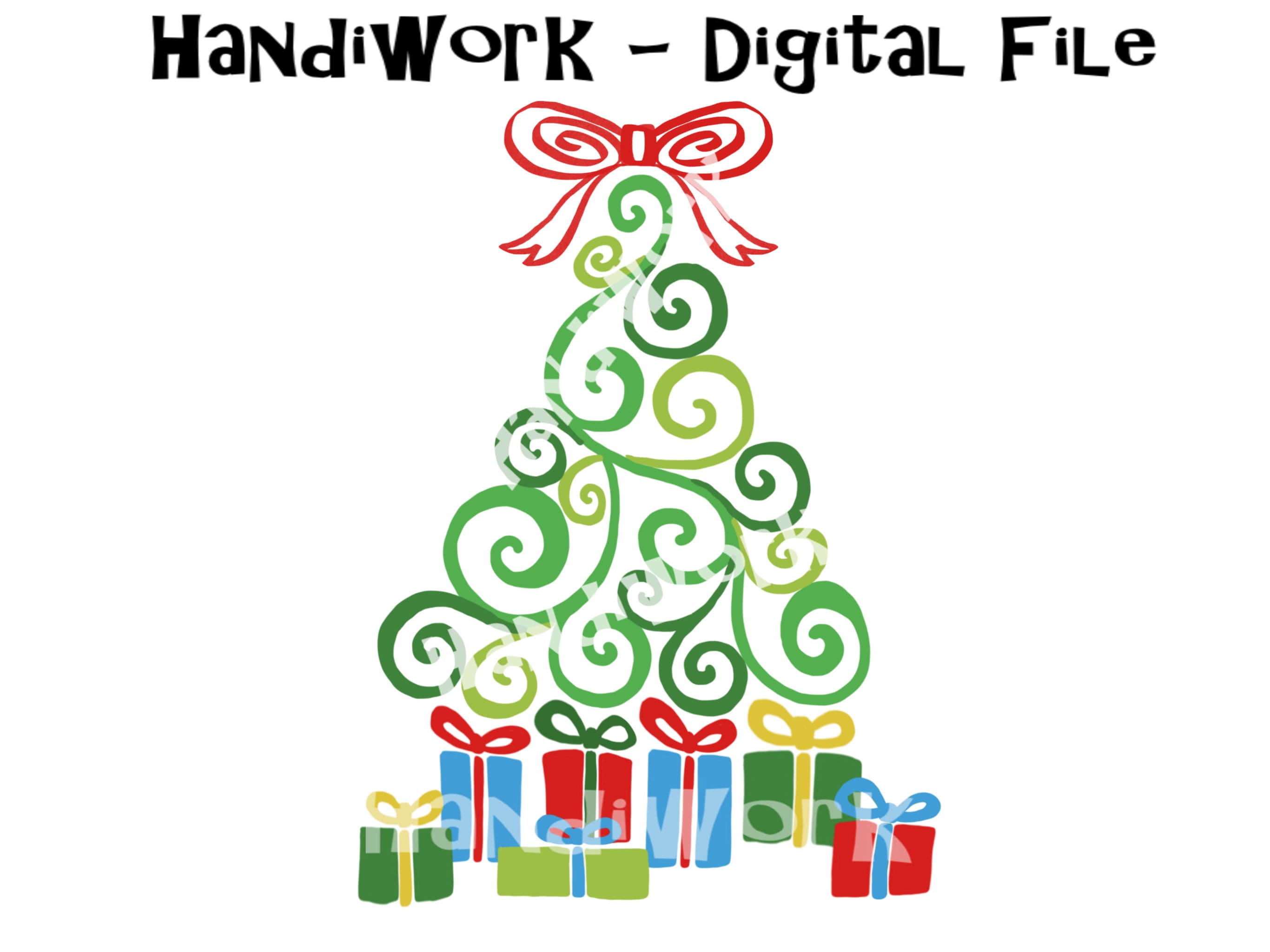 Swirl Christmas Tree With Presents PNG File Christmas Tree - Etsy