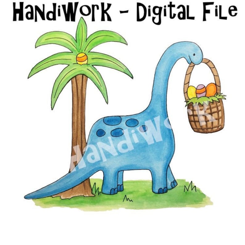 Easter Dinosaur PNG File Easter Dino Watercolor Dinosaur - Etsy