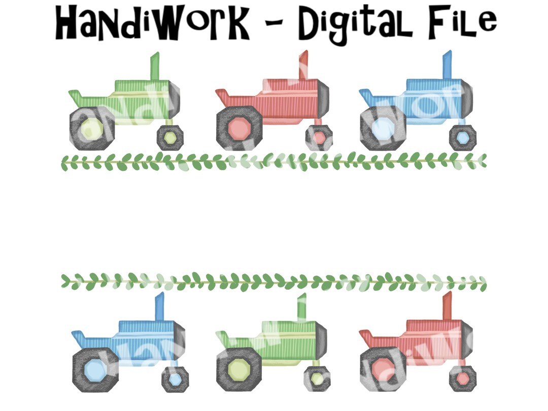 Quilted Tractor Png Digital File, Red Blue and Green Tractor Pattern ...
