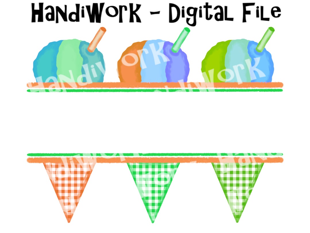 Split Snow Cone Trio Name Design, Colorful Snowball Trio Sublimation ...