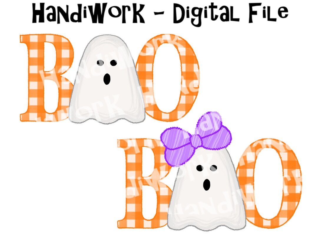 Boy and Girl Ghost BOO Designs, Ghost With Bow Digital Design, Kids ...