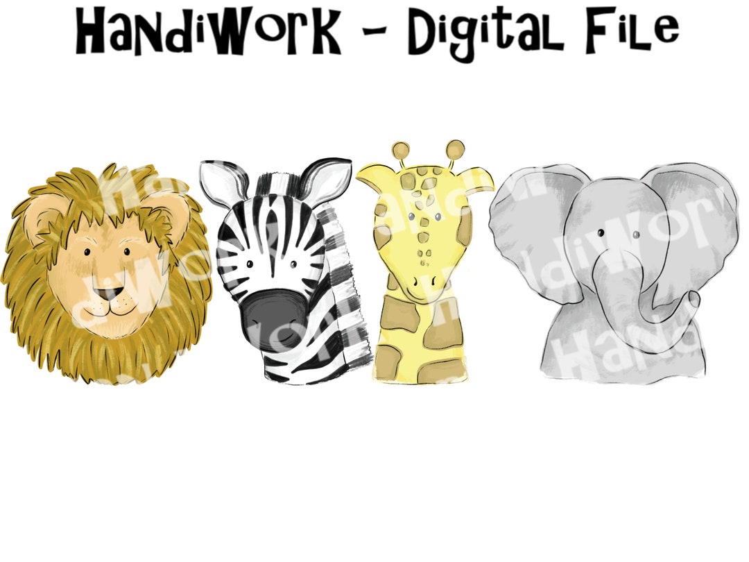 Safari Animal Clip Art, Jungle Theme Animal Kid Sublimation, Safari ...