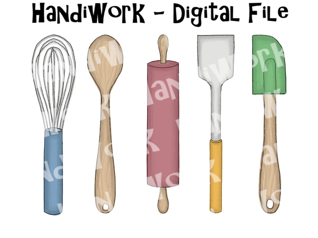 Kitchen Tool Sublimation Design, Kitchen Tools Digital Clip Art ...