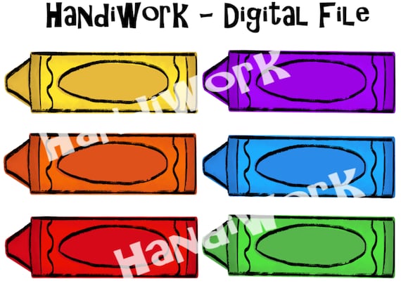 Watercolor crayons clip art painted crayons sublimation pngs | Etsy