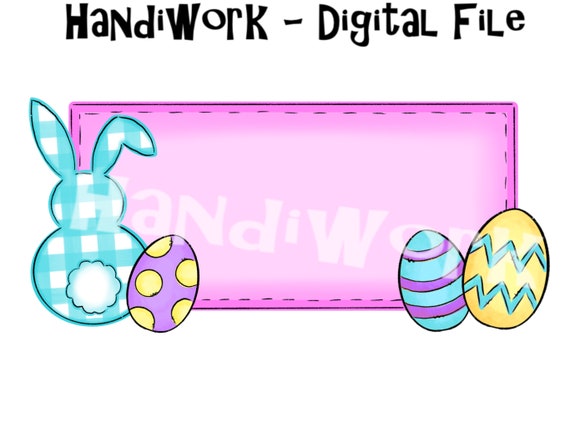 Girl Easter Name Frame With Eggs and Bunny Png Design | Etsy