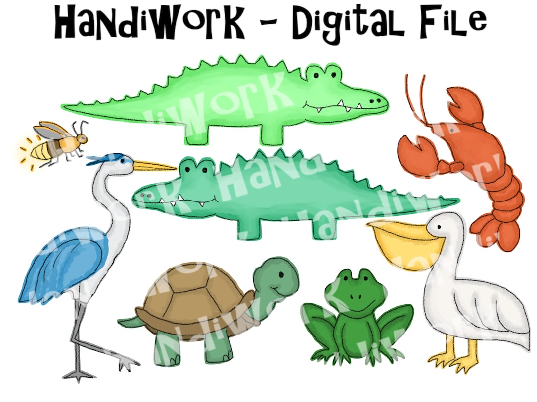 Cute Swamp Animal Png Designs, Louisiana Animal Clip Art, Swamp Animal ...