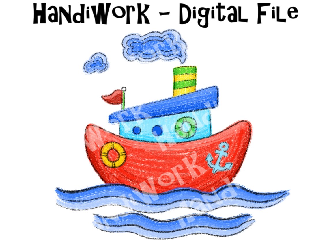 Drawn Tug Boat Png Design Simple Tug Boat Sublimation Png - Etsy