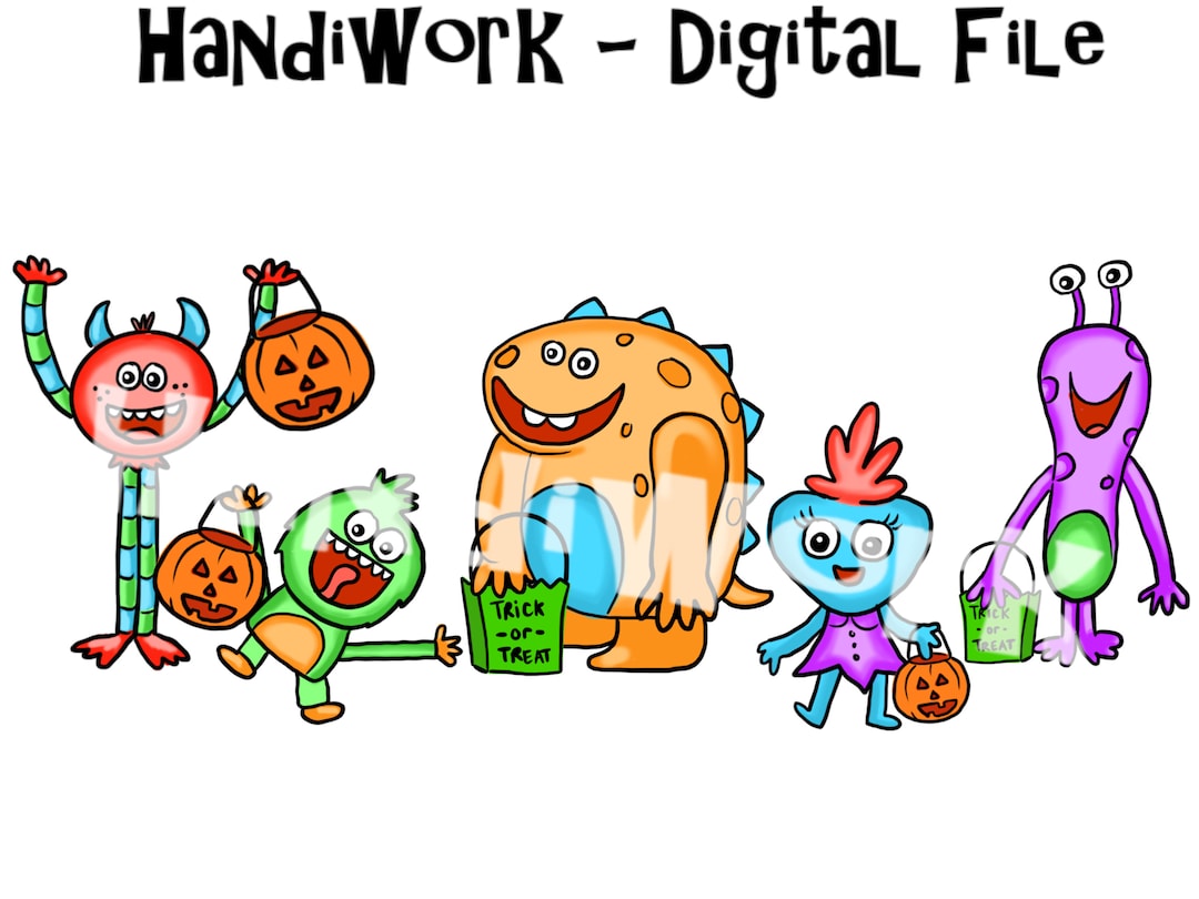 Cute Halloween Monster Png Clip Art, Trick or Treat Monsters ...