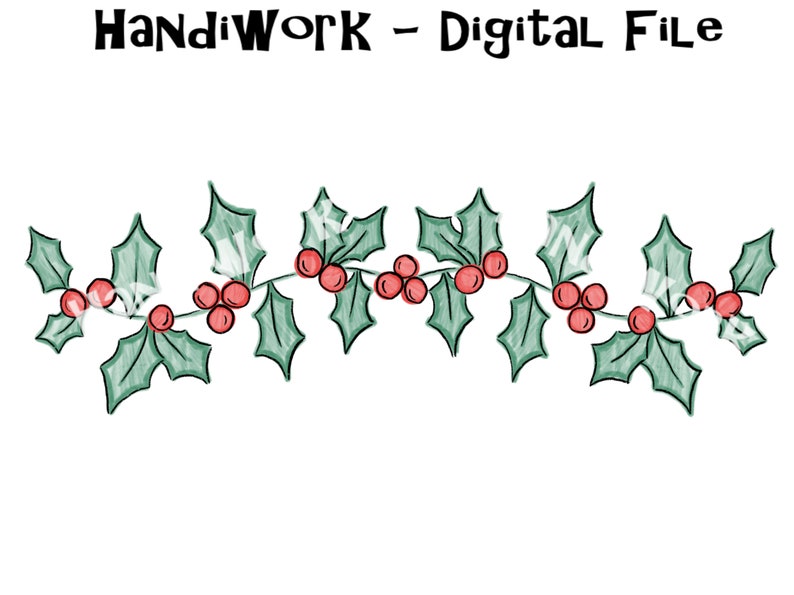 Holly Swag PNG File Watercolor Holly Berries and Leaves - Etsy