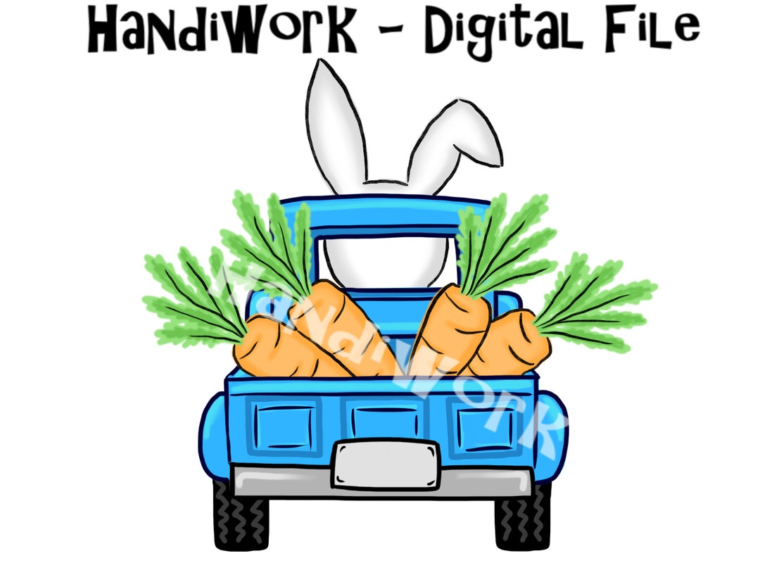Bunny Truck With Carrots Png Design, Carrots in Blue Truck Sublimation ...