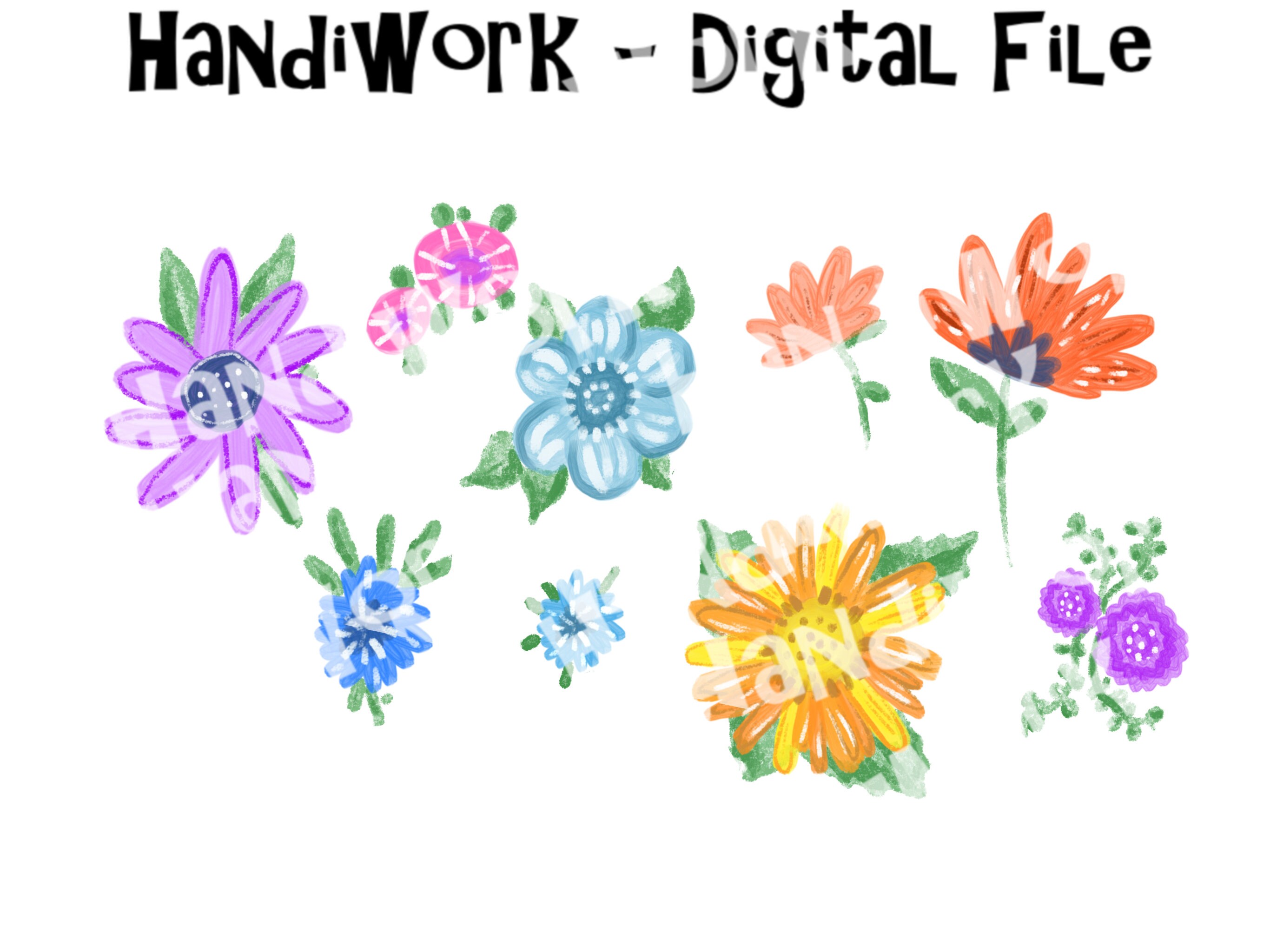 Bright Colored Flower Clip Art Bright Flowers Sublimation | Etsy