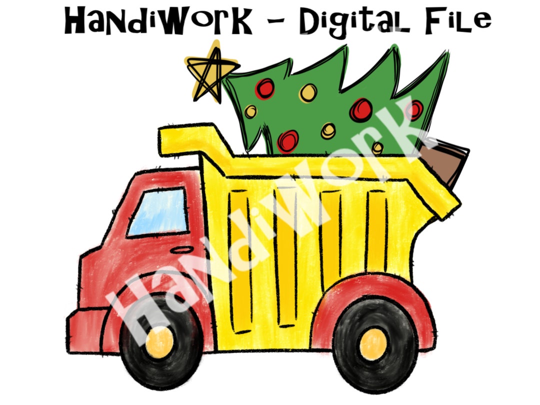 Dump Truck With Christmas Tree PNG File, Christmas Construction Design ...