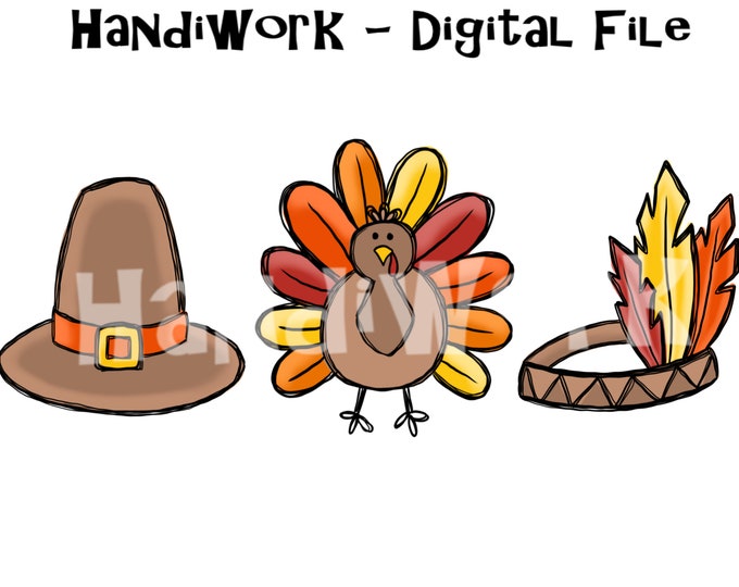 Thanksgiving Trio PNG File Thanksgiving Turkey Design - Etsy