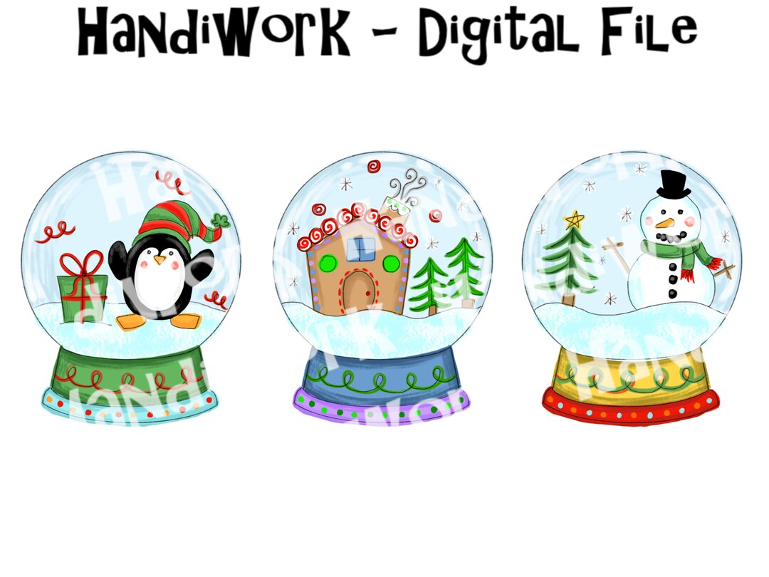 Snow Globe Trio Painted Png Design, Three Different Snow Globe Clip ...