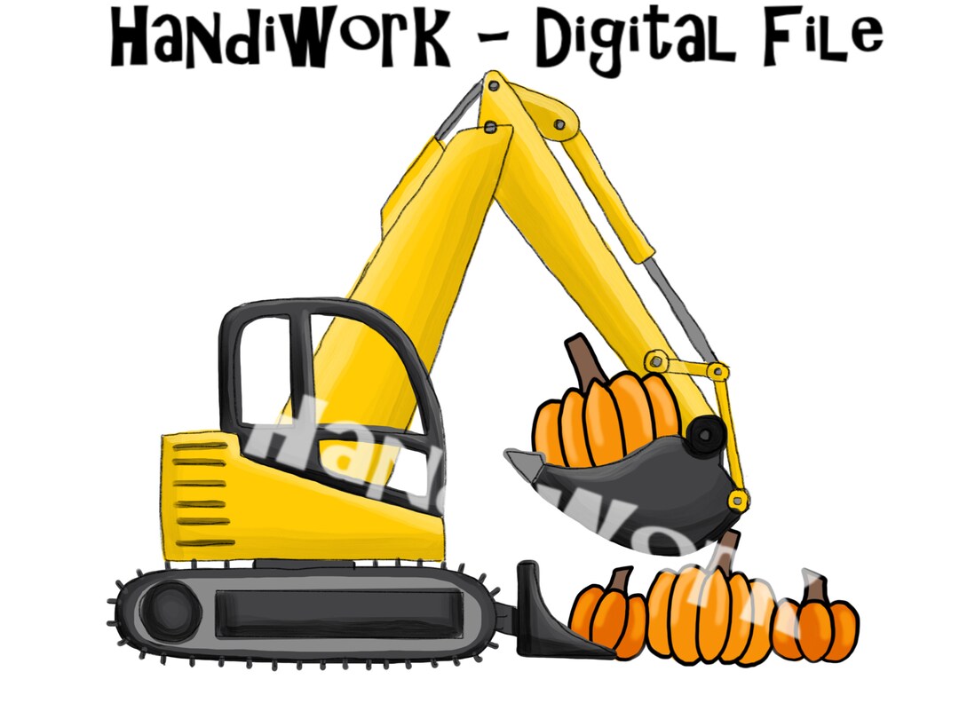 Fall Excavator With Pumpkins Kids Png Design, Excavator With Pumpkins ...