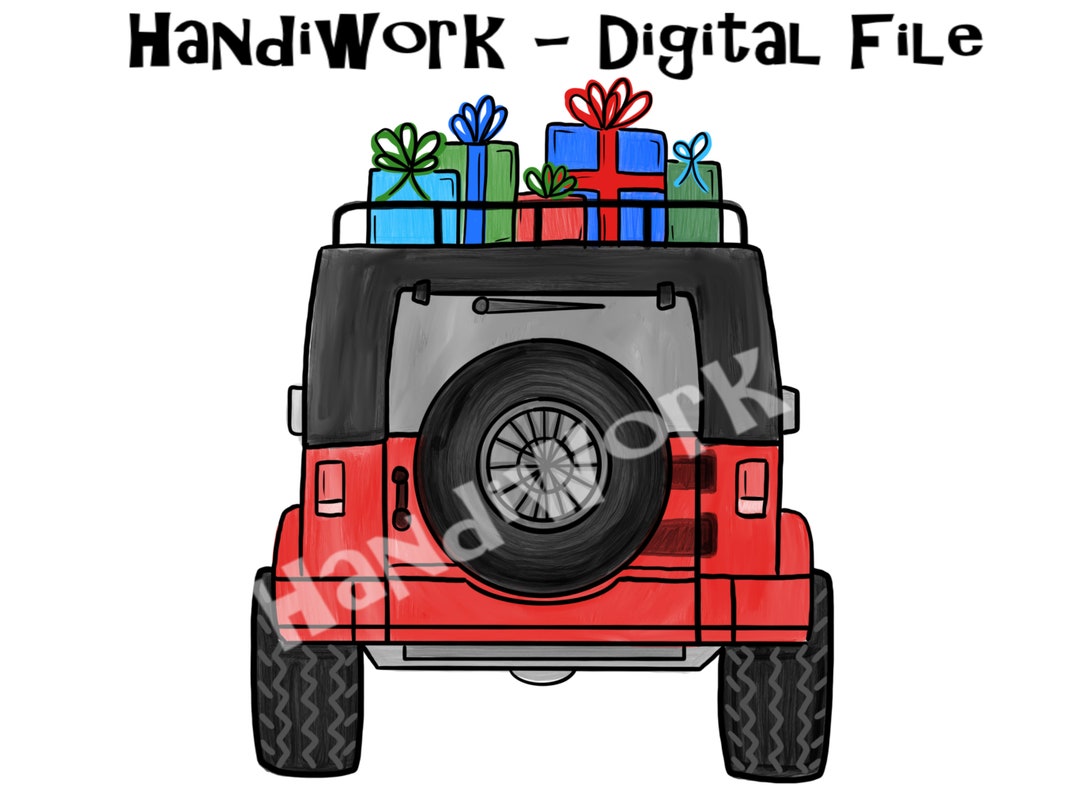 Red Christmas Jeep With Presents PNG File, Christmas Jeep Clip Art ...