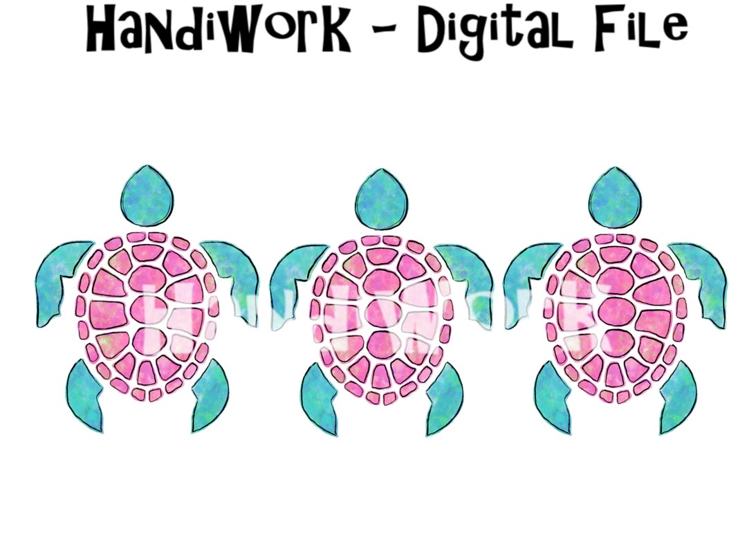 Pink and Aqua Sea Turtle Trio Png, Sea Turtle Sublimation Design, Pink ...