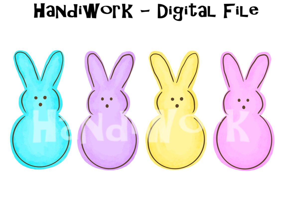Easter Bunny Peeps PNG File, Easter Bunny Candy Peeps, Watercolor Bunny ...