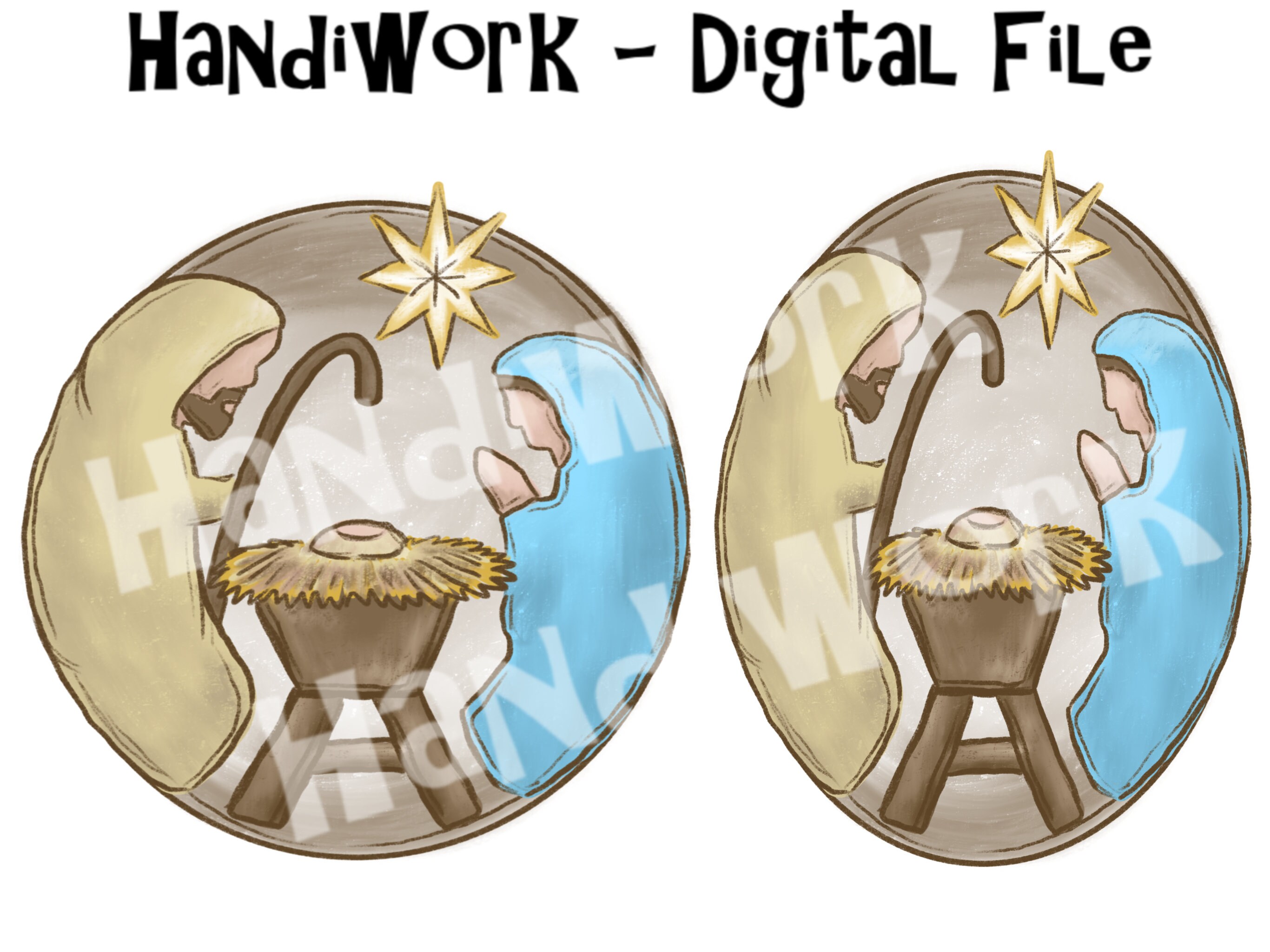 Watercolor Nativity Circle Png Design Nativity Oval - Etsy