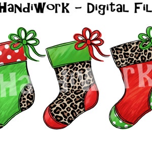 Christmas Cheetah Stockings PNG File, Girly Christmas Stockings ...