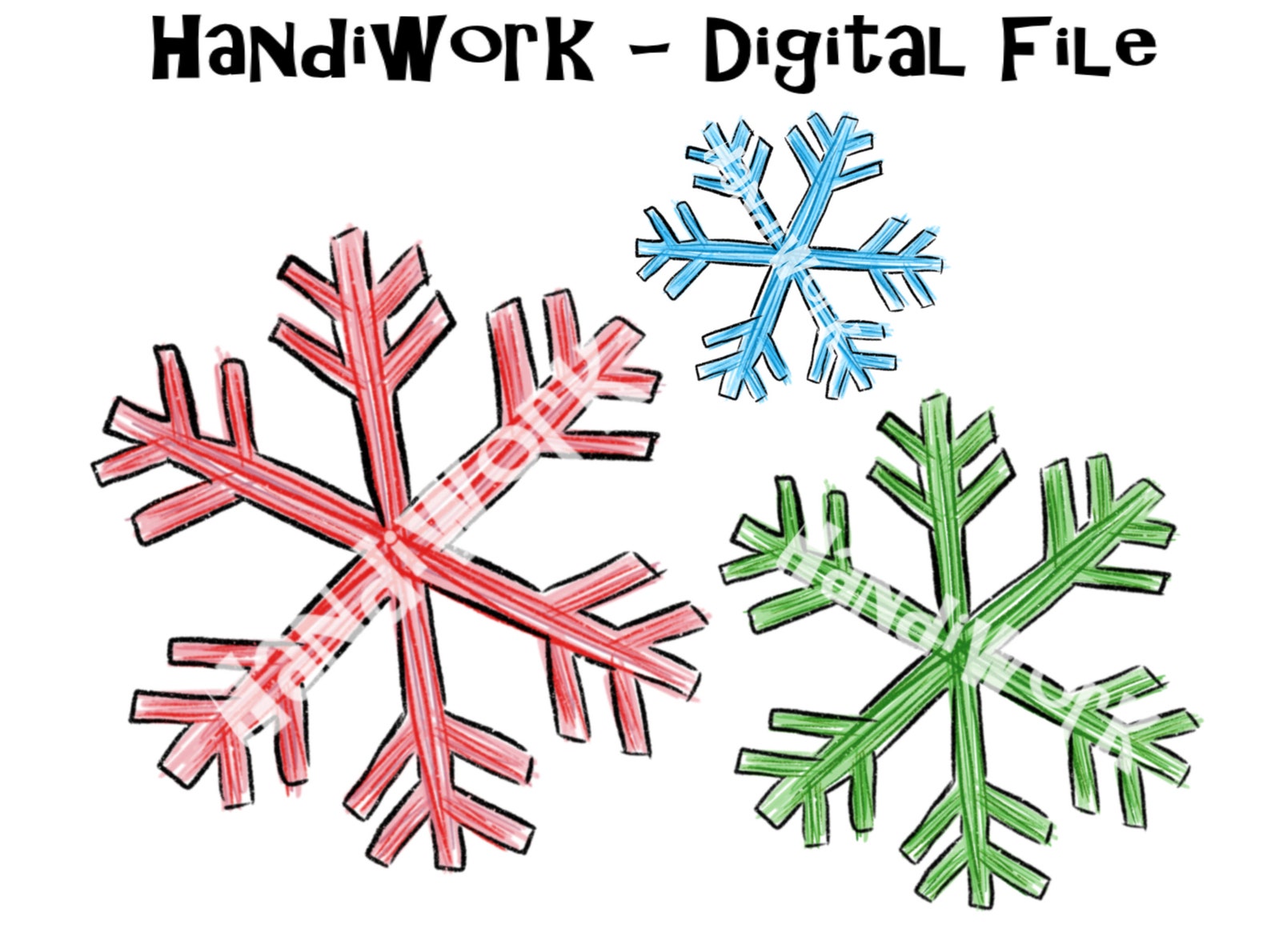Sketchy Snowflakes PNG File, Blue Red and Green Snowflake Clip Art ...