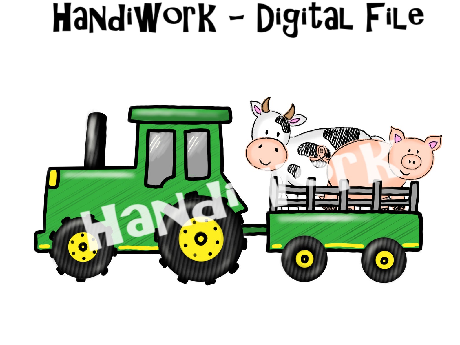 Tractor With Pig and Cow Png Design, Farm Animals and Tractor ...