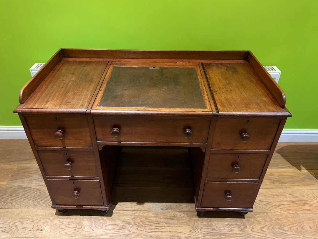 Antique Mahogany Desk, 1880’s University Desk, Vintage Writing Desk ...