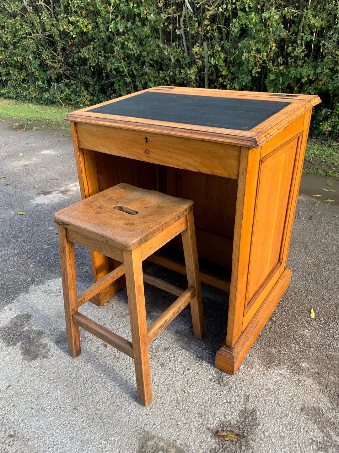 Edwardian Pine School Desk, Little Antique Calligraphy Writers Desk ...