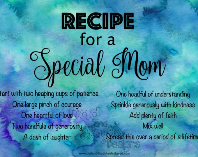 DIGITAL FILE Svg Recipe for a Special Mom Vinyl Cutting Glowforge Laser ...