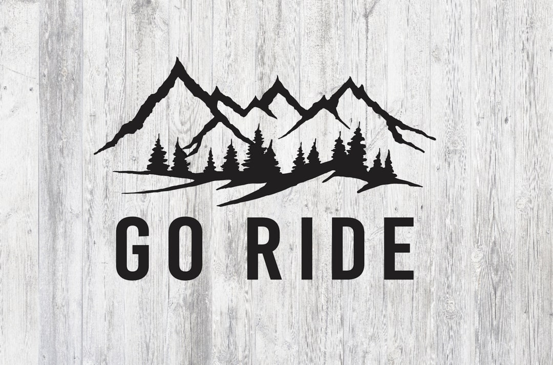 Go Ride Decal, Bumper Sticker, Mountains and Trees, Vehicle, Laptop ...