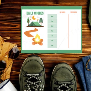 Camping Themed Chore Chart for Kids Printable Download, Digital ...